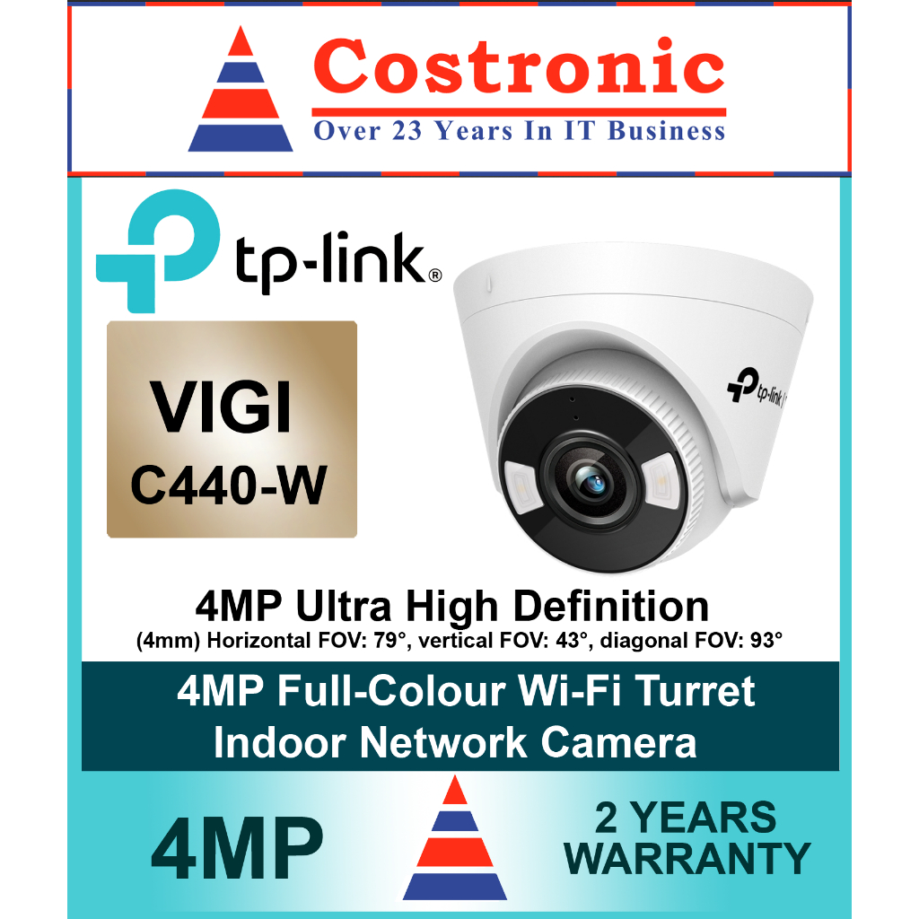 TP-Link VIGI C440-W 4MP Full-Color Wi-Fi Turret Network Camera ( 2 ...