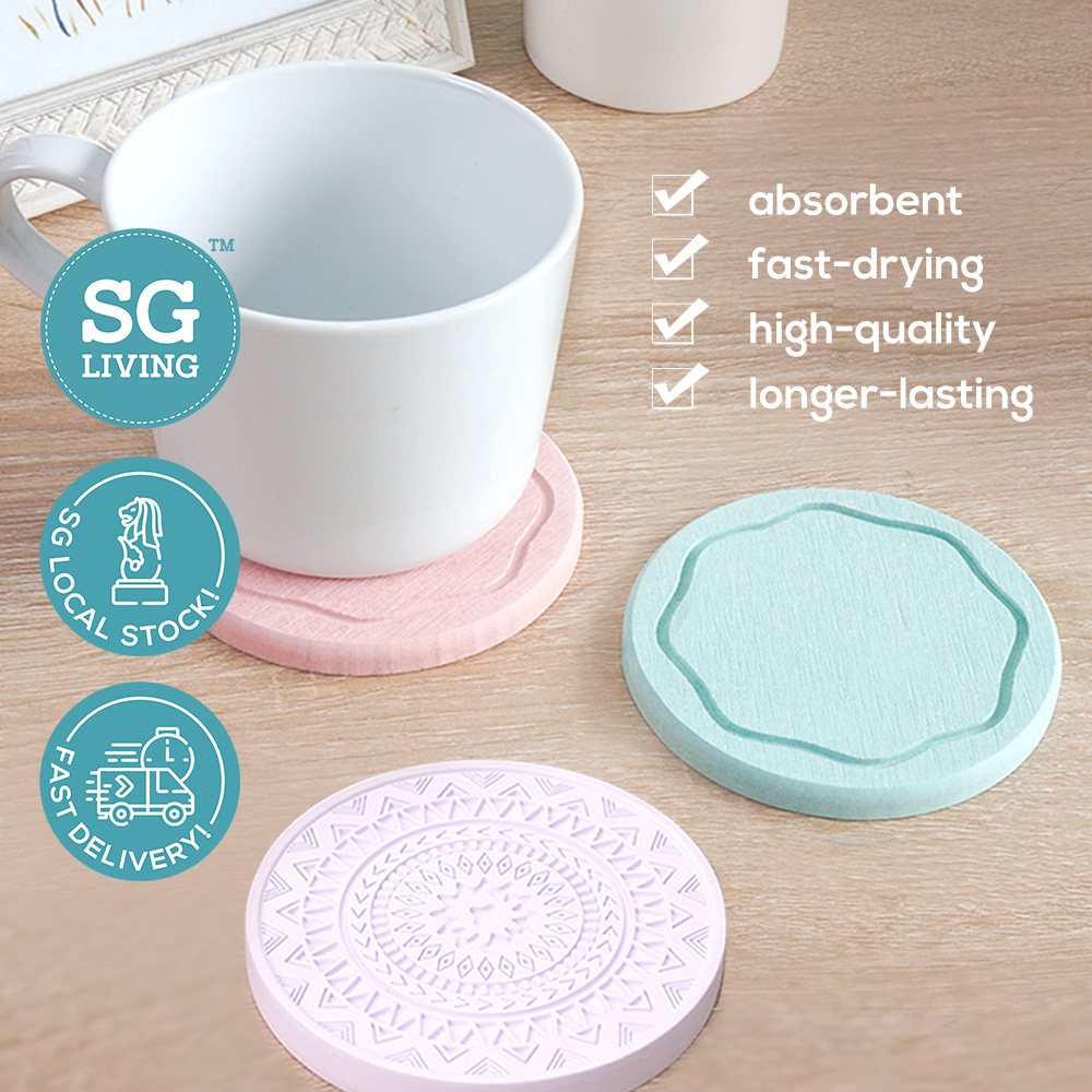 (SG Ready Stock) Round Diatomite Coaster | Water Absorbent Coaster ...