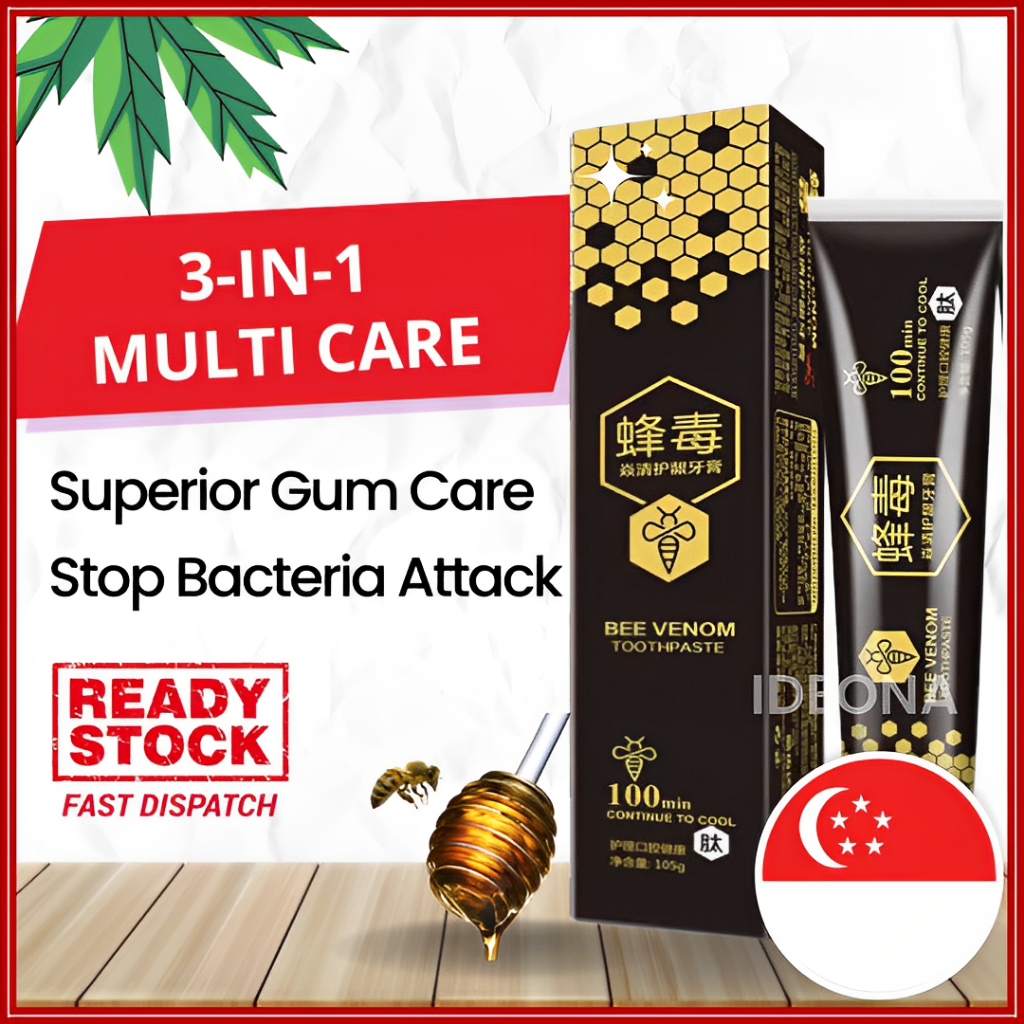 (SG) 3-In-1 Anti Cavity Sensitivity Relief Gum Care Bee Venom Lemongrass Scent Toothpaste (105g ...