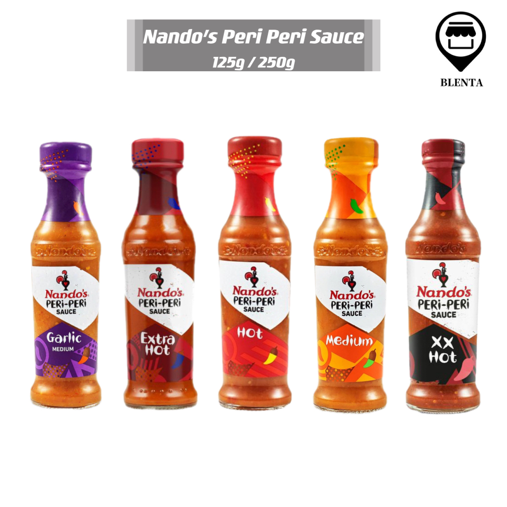 Nando’s Peri-Peri Sauce Garlic Medium/Hot/Extra Hot/Medium/XX Hot 125g ...
