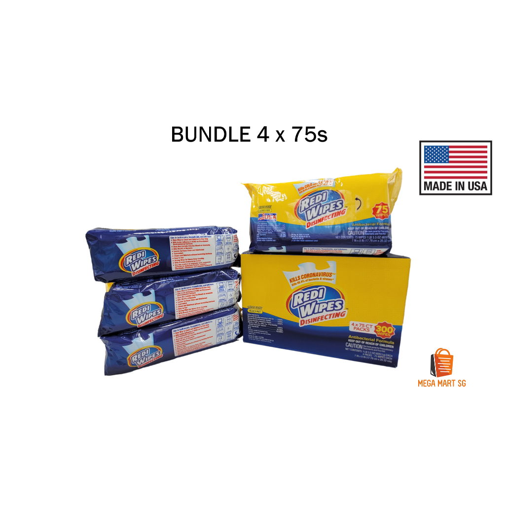 [Bundle of 4 x 75s] Redi Wipes Disinfecting Wipes Lemon Scent | Shopee ...
