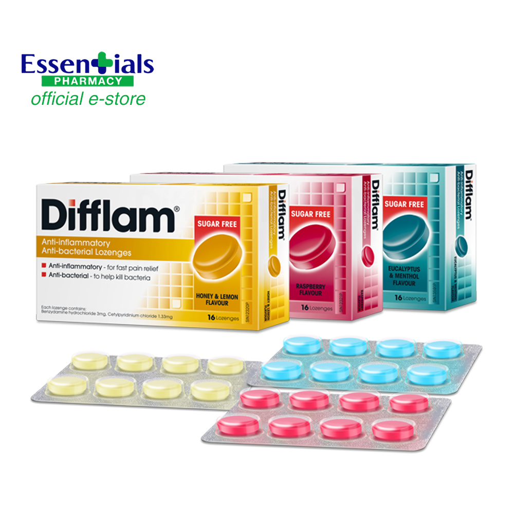 DIFFLAM Anti-inflammatory & Anti-Bacterial Sugar-Free Lozenges 16s ...