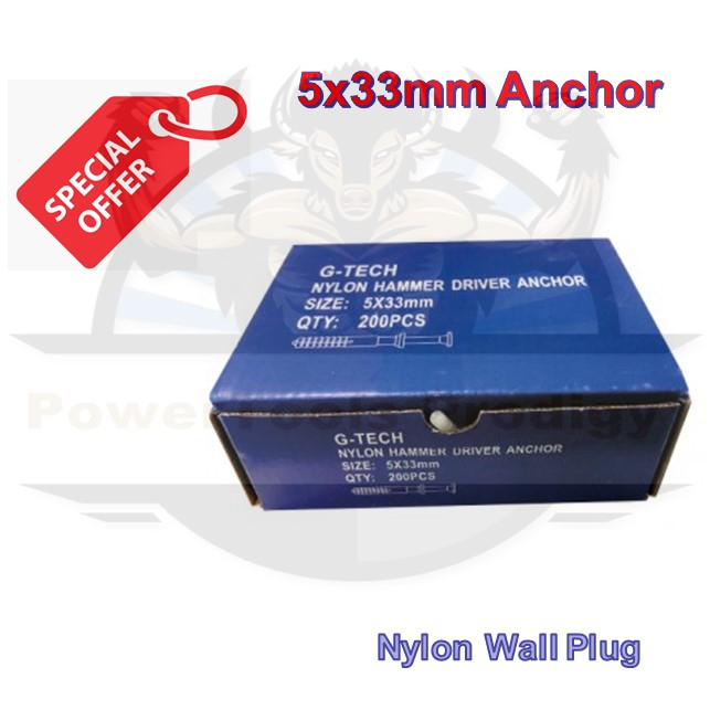 G-TECH NYLON WALL PLUG ANCHOR 5X33MM | Shopee Singapore