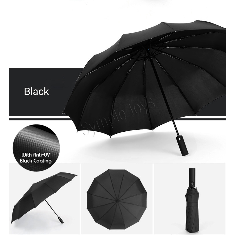 12 Ribs Automatic Umbrella Super Windproof Large Umbrella Auto Open ...