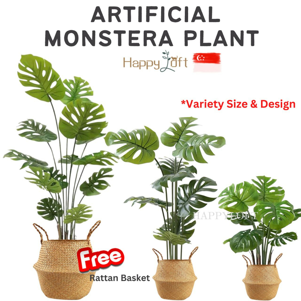 [SG SELLER] Artificial Plant Fake Plant with Free Rattan Basket ...