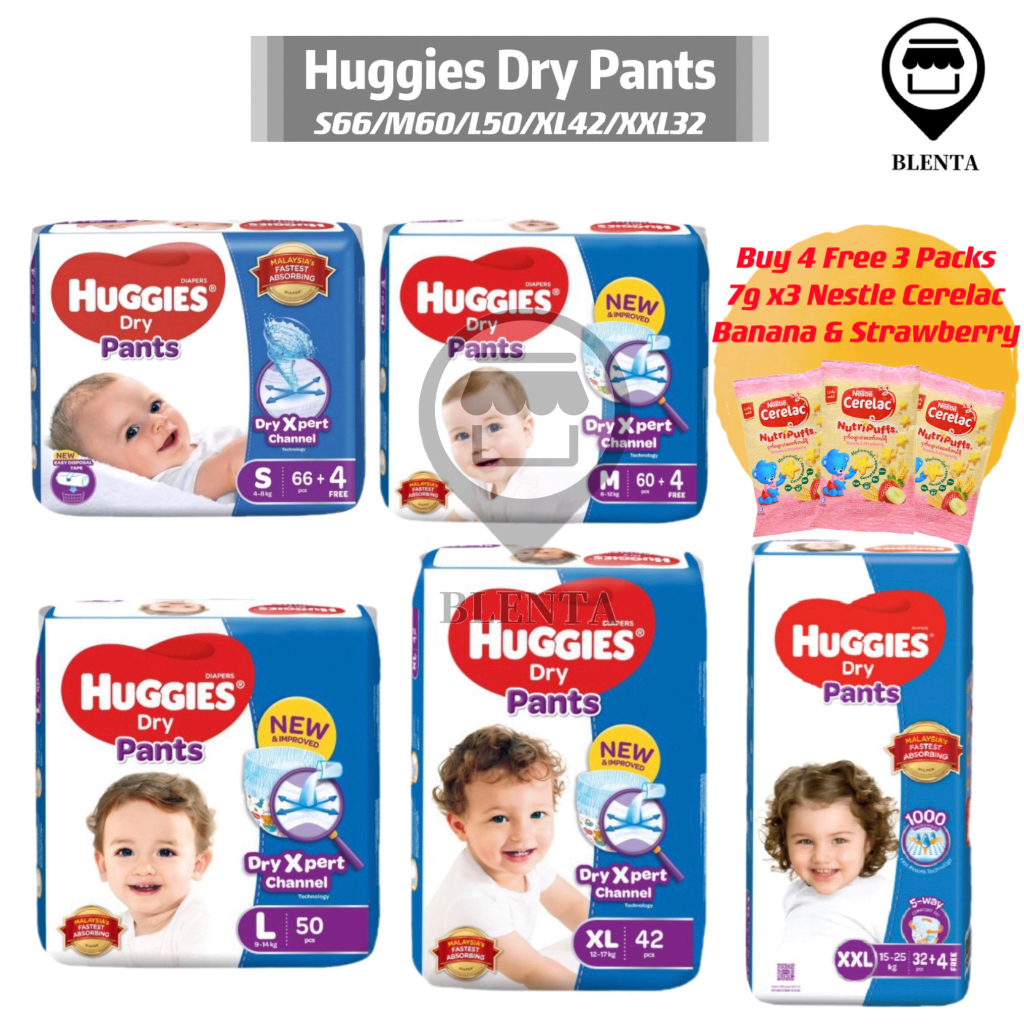 Huggies Diapers Dry Pants S66//M58/L48/XL40/XXL32 🔥SG READY STOCK🔥 ...