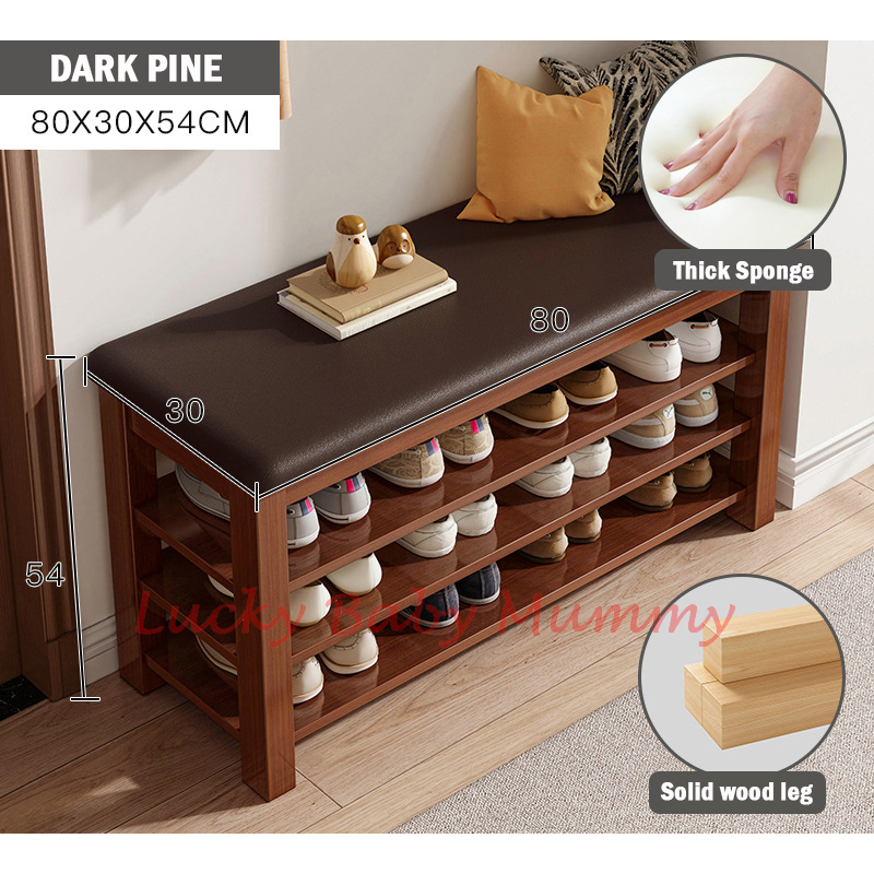 N527 Wooden Shoe Bench / Solid Wood Leg/ Shoe Rack Stool PU Seat ...