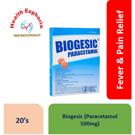 Biogesic (Paracetamol 500mg) 20's (Without Box) *Panamol*Paracil ...