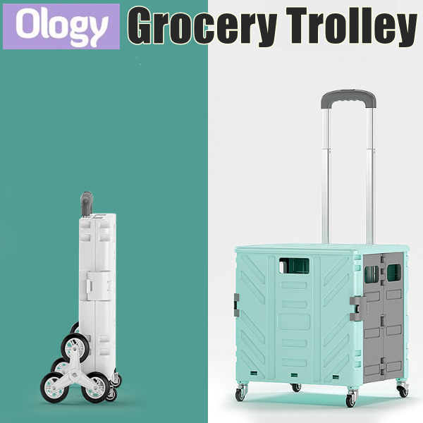 Grocery Trolley Shopping Cart Supermarket Foldable Basket Storage ...