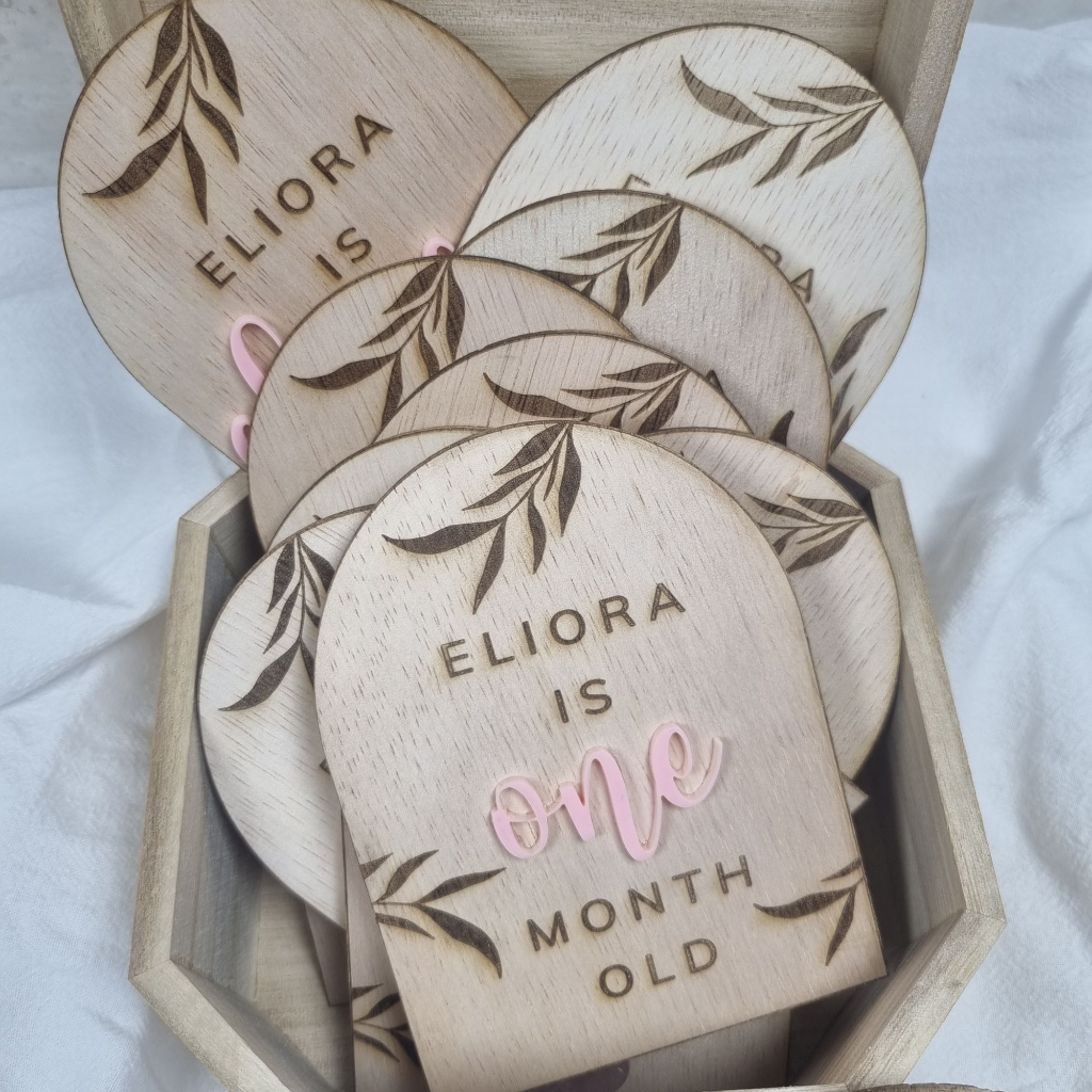 Made in SG | Personalised Wood Newborn Milestone Disc | Customised ...