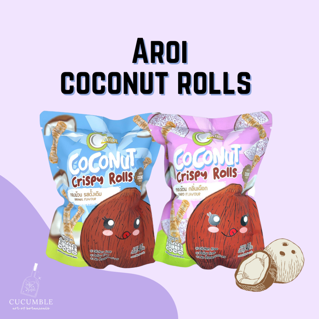 Aroi Crispy Coconut Roll Thai Healthy Snack Fruit Chip Crisp - 40g ...