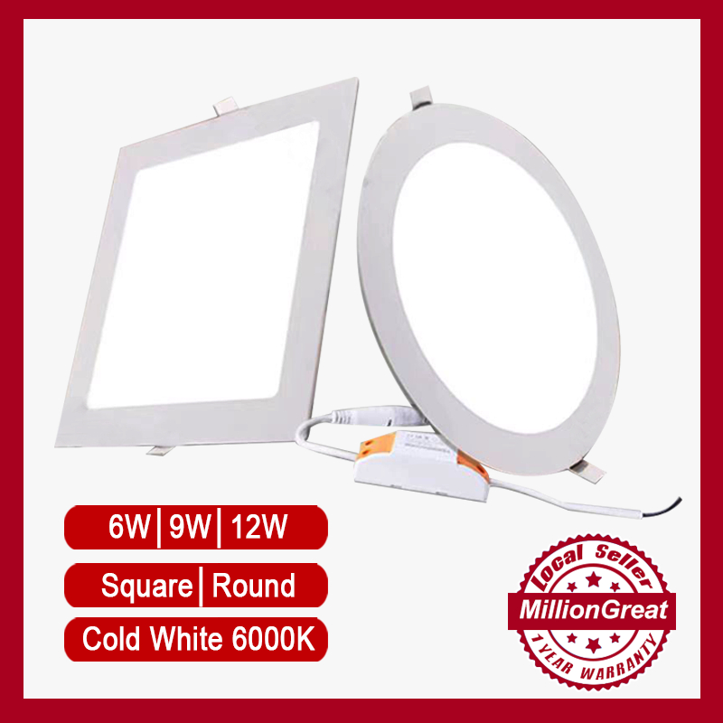 【SG Stock】6w/9w/12w/15w/18w LED Square/Round Downlight Cool white 6000K ...