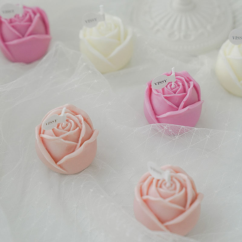 Rose Flower Scented Candle INS Candy Color Handmade Creative Soy Wax ...