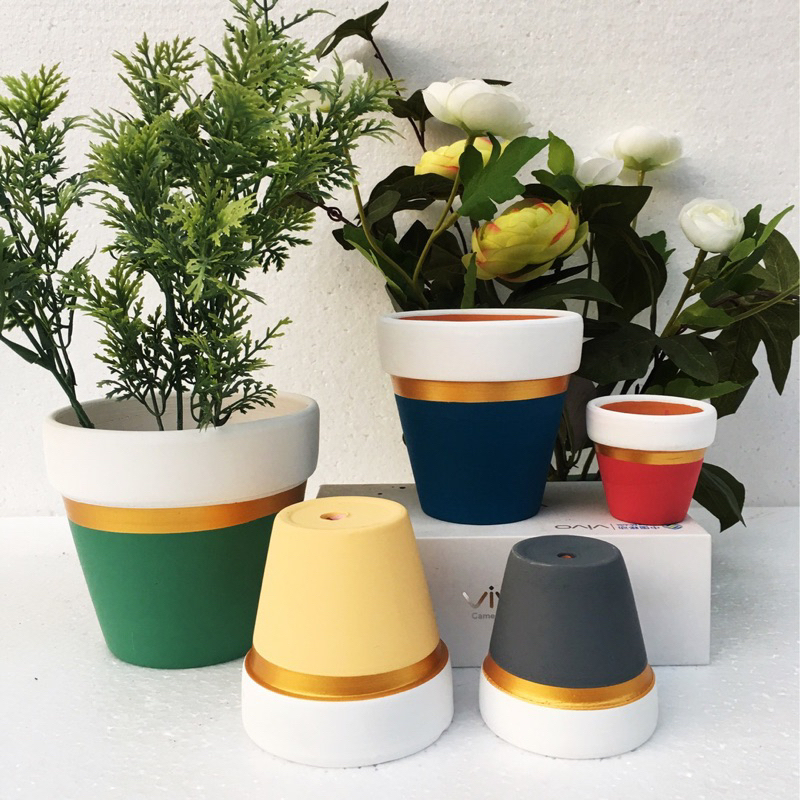 Macaron colorful succulent terracotta flower pot马卡龙彩色多肉红陶花盆（Size：6.5*6 ...