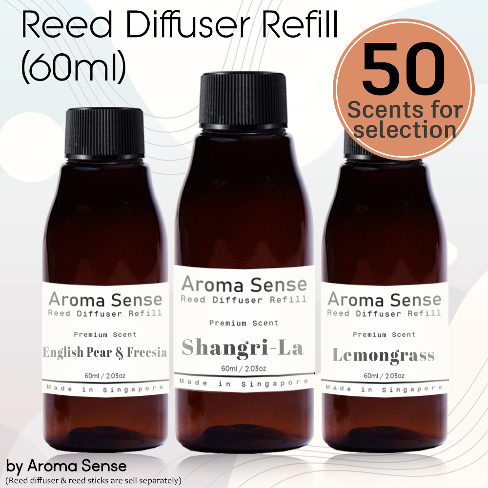 Aroma Sense Reed Diffuser Refill (60ml) 50 Scents for selection - Long ...