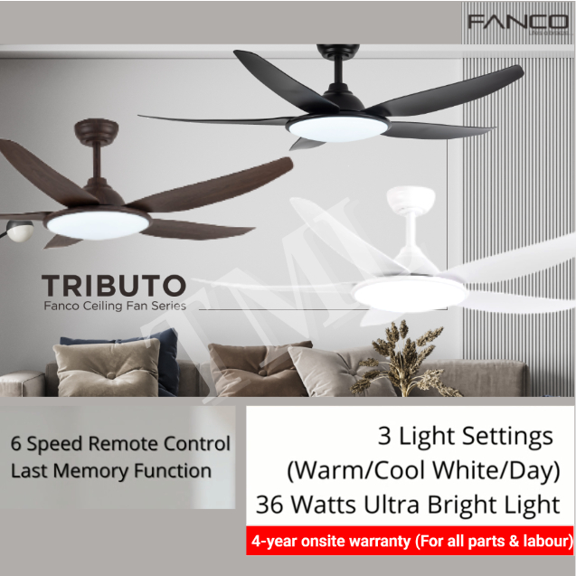 Fanco TRIBUTO 46inch 56inch Ceiling Fan with 36W Extra Bright Light TML ...