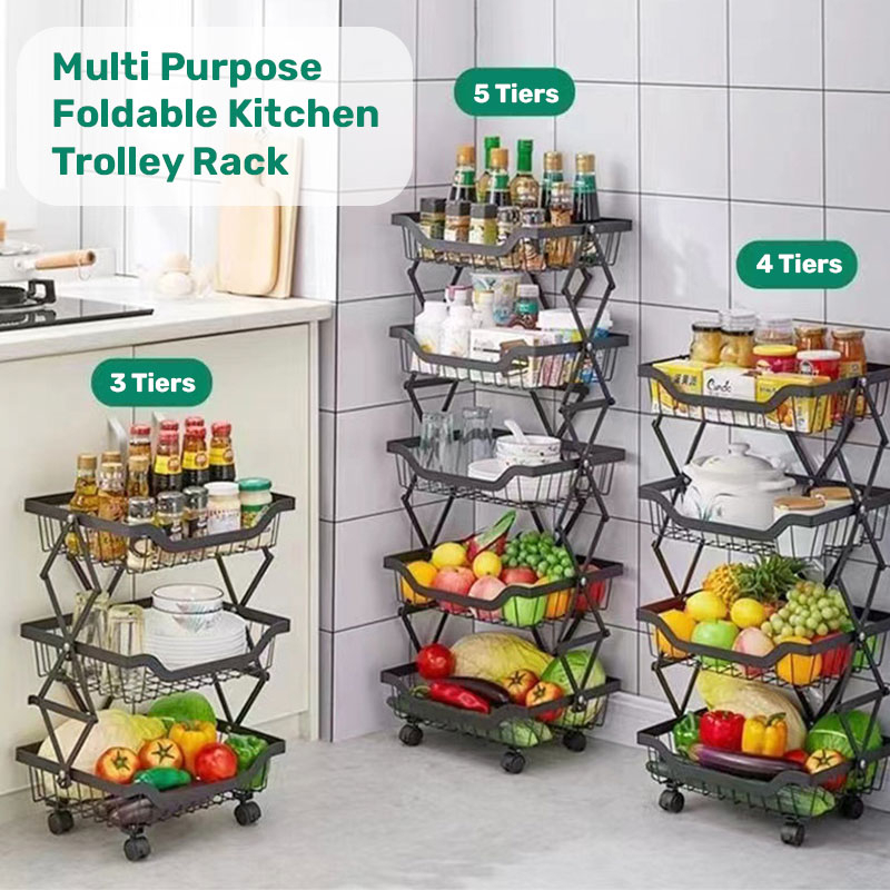 [SG Stcok]Multi Purpose Foldable Kitchen Storage Rack/Kitchen Trolley ...