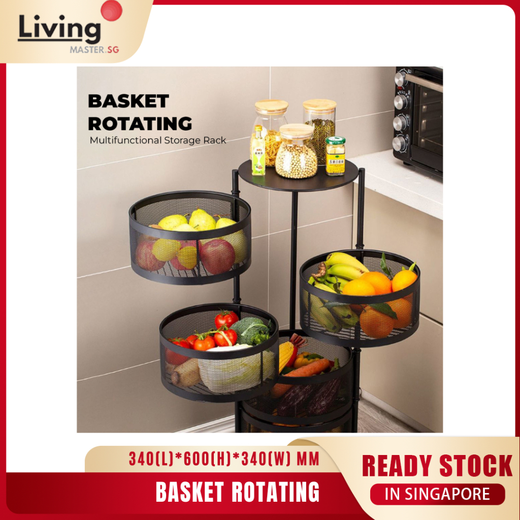 3/4/5 Tier Round Movable Rotating Trolley Kitchen Rack Kitchen Storage ...