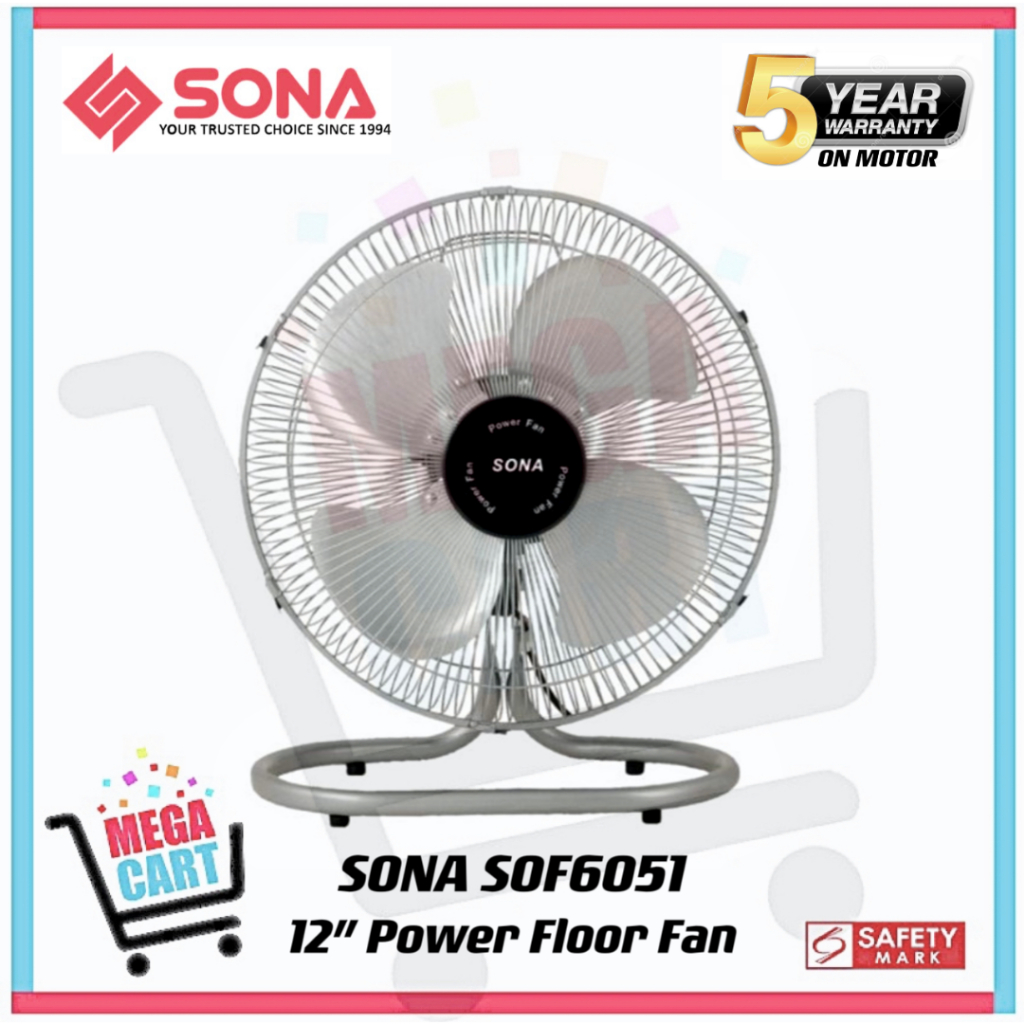 Sona 12" Power Oscillator Desk/Floor Fan SOF6051 | SOF 6051 (5 Years ...