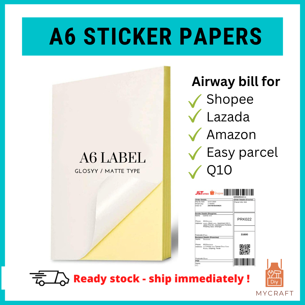 A6 Shipping labels stickers self adhesive, for laser & inkjet printers ...