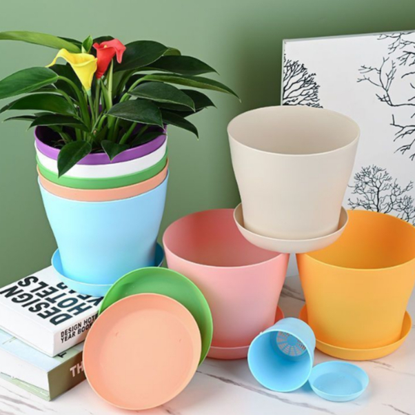 【Local buy5free1】Flower plant Pots Colorful Durable Resin Plant ...