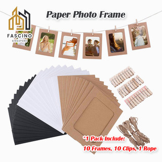 【SG】10pcs Kraft Paper Photo Frames 3IN 6IN 10pcs Picture Frames & Clips ...