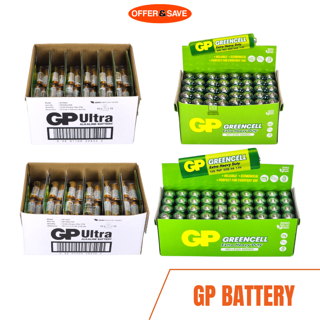 GP Battery - Ultra Alkaline Battery / Greencell Extra Heavy Duty ...