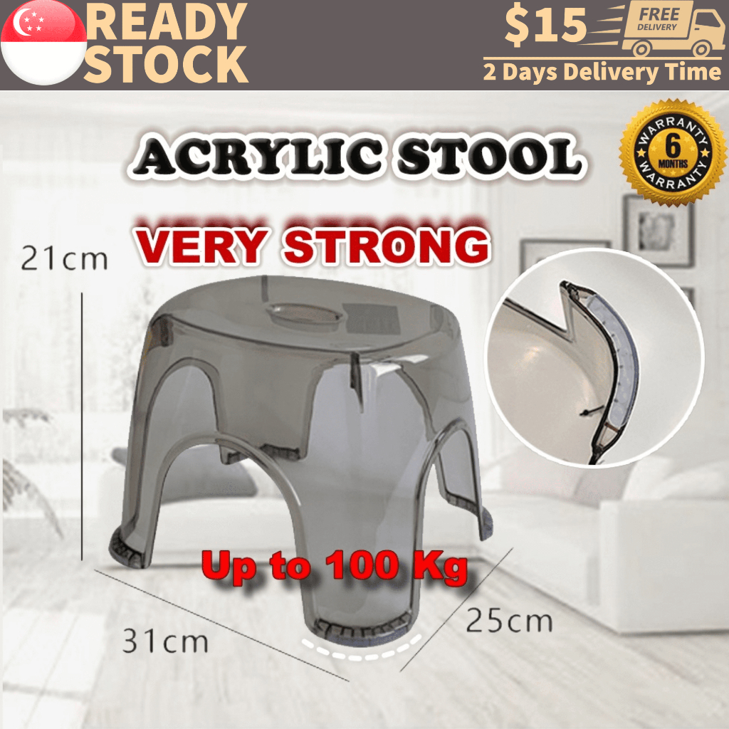 Acrylic Transparent Anti Slip Strong Sturdy Small Stool Leg Rest Living ...