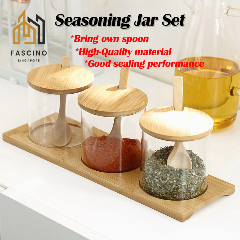【SG】Condiment Container Seasoning Box Set Glass Condiment Canisters ...