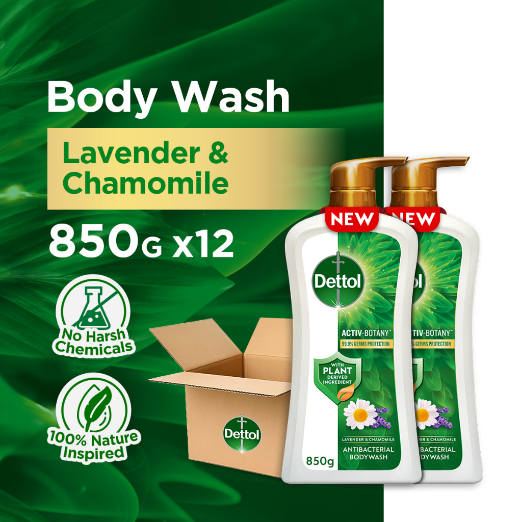 [new] [bundle Of 12] Dettol Activ Botany Antibacterial Body Wash 850g
