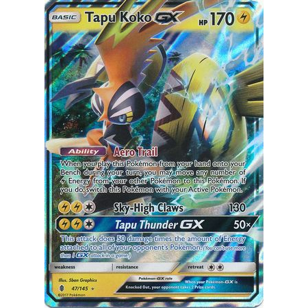 Pokemon TCG Card Tapu Koko GX SM Guardians Rising 47/145 Ultra Rare ...