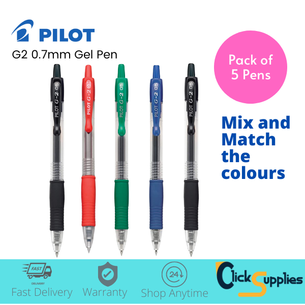 Pilot G2 Retractable Gel Pen 0.7mm Blue Black Red Green Ink Pen for ...
