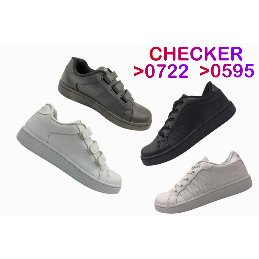 CHECKER 0722 0595 Size 36 - 45 MIX WHITE VELCRO SCHOOL SHOE WORKING SG ...