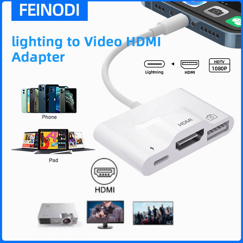 FEINODI Light-ing to HDMI USB3 OTG digtial AV adapter,phone to TV ...