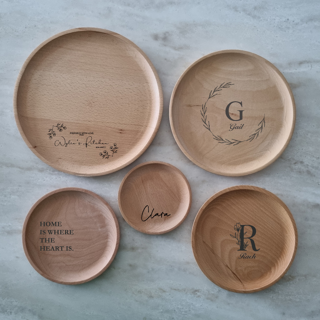 Round Wood Tray with Personalised Name | Engraved Gifts | Customised ...