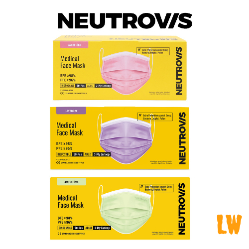 (Clearance) 3Ply Neutrovis, Adult 3-Ply Earloop Face Mask, Colourful ...