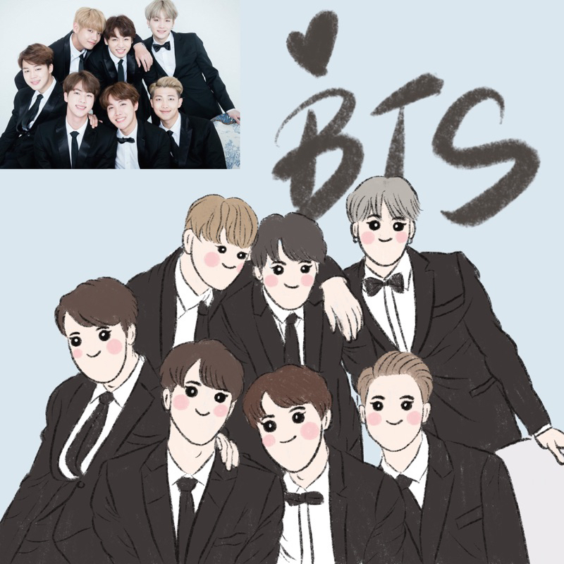 cute comic portrait digital drawing | idol drawing | bts kpop merch ...