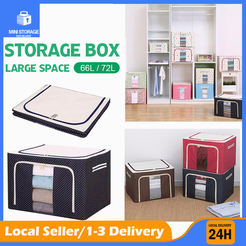 【SG Stock】Organizer Foldable Storage Box Home Clothes Storage Organizer Wardrobe Storage Box 66L ...