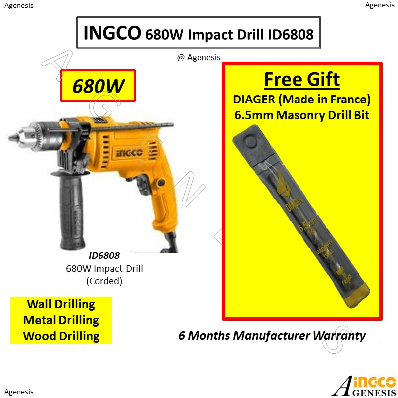 INGCO 680W Impact Drill ID6808 | Shopee Singapore