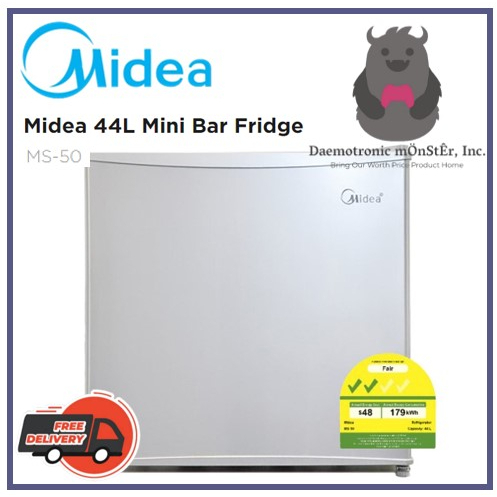 Midea MS-50 44L Silver Stainless Steel Home Office Mini Bar Fridge ...