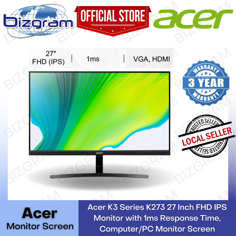 Acer K3 Series K273 27 Inch FHD IPS Monitor with 1ms Response Time ...
