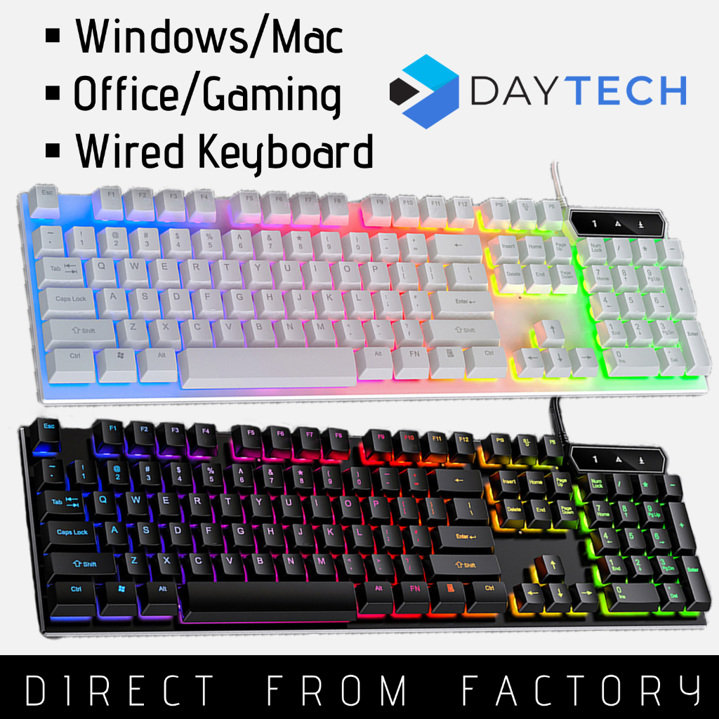 [SG STOCK] RGB Gaming Keyboard 104 Keys USB Backlit V4 Mechanical Feel ...