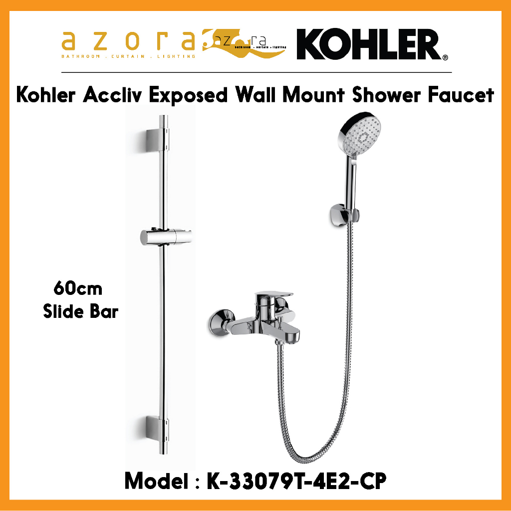 Kohler K-33079T-4E2-CP ACCLIV Exposed Wall Mount Shower Faucet with ...