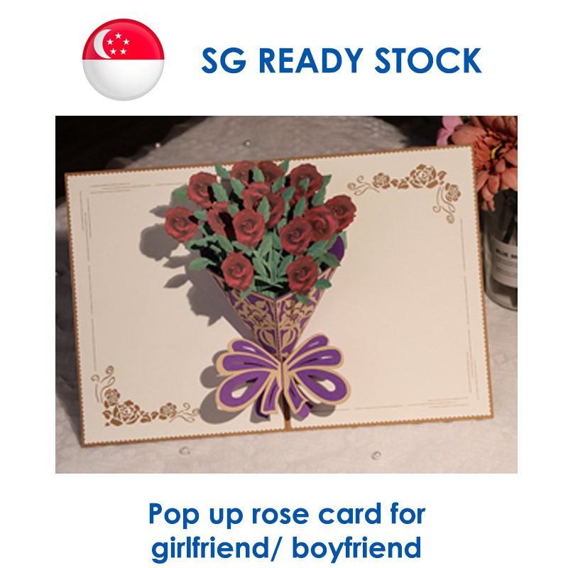 Pop-Up Rose Card 3d for girlfriends/ boyfriend valentines day | Shopee ...