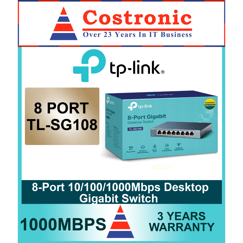 TP-Link TL-SG108 8PORT 10/100/1000MBPS DESKTOP SWITCH ( 3 Years Local ...