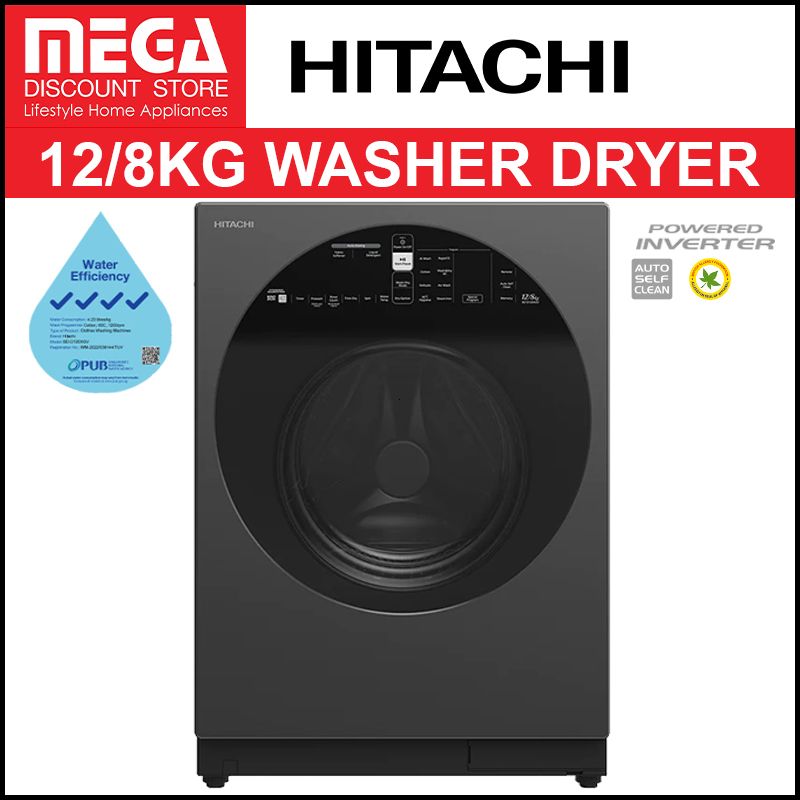 HITACHI BD-D120XGV 12/8KG WASHER DRYER (3 TICKS) | Shopee Singapore