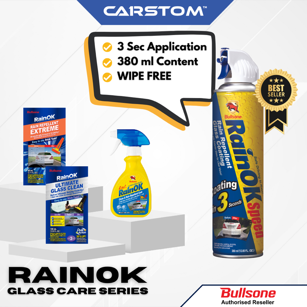 Bullsone Water Repellant RainOK Series Speed Spray clean and coat glass ...