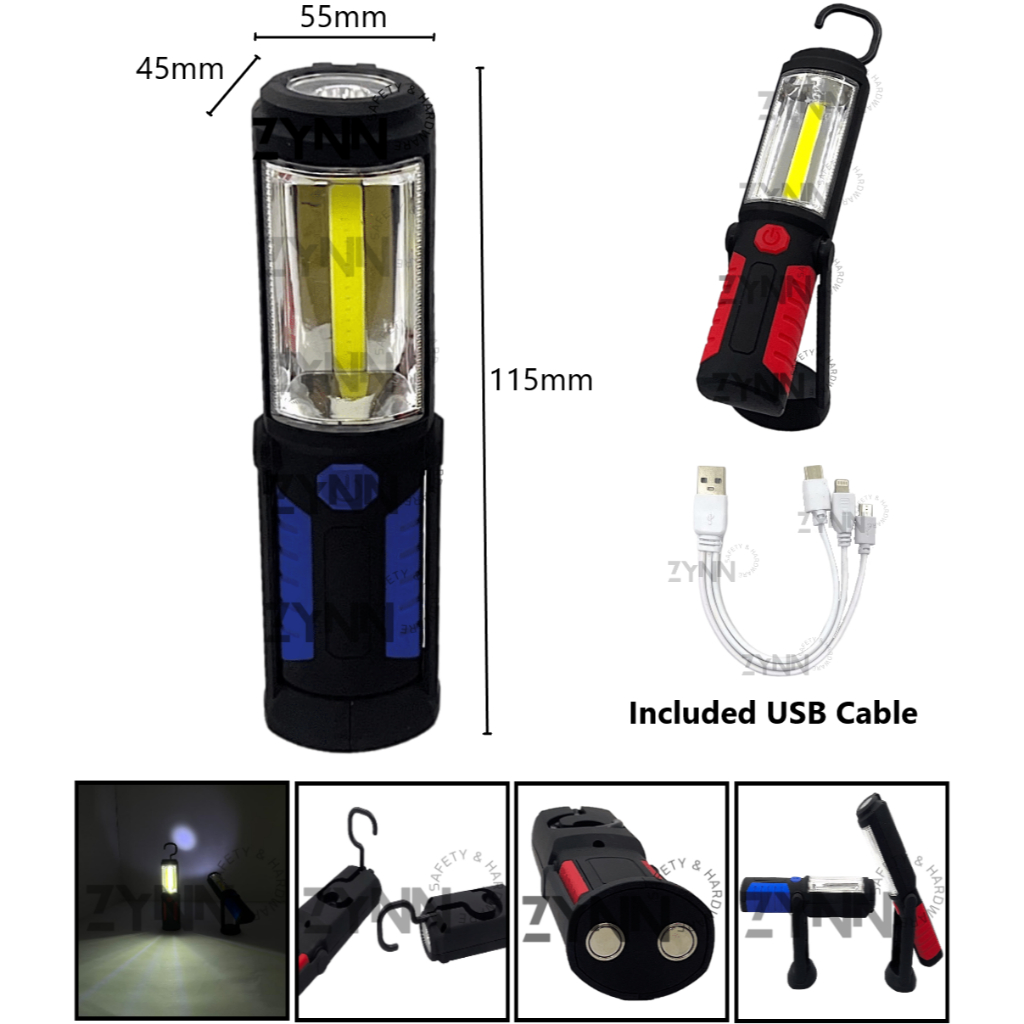 [SG STOCK] WORKING LIGHT LED + COB Battery Type Magnetic Base With Hook ...