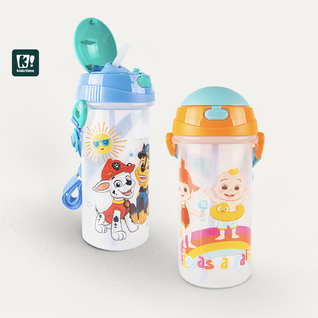 Kidztime 380ml/550ml Antibacterial Classic Sipper Kids Straw water bottle BPA Free pawpatrol ...