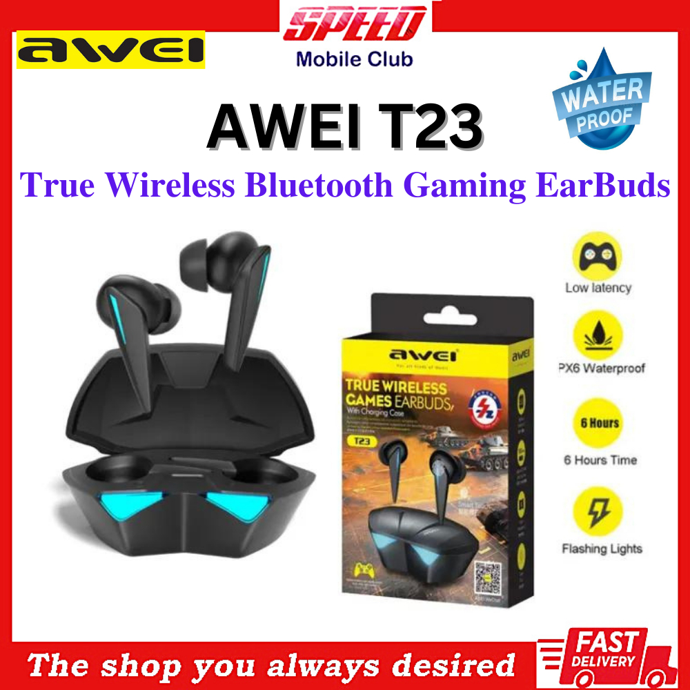 Awei T23 V5.1 6H Long Play Time Ultra Low Stereo True Wireless Gaming ...